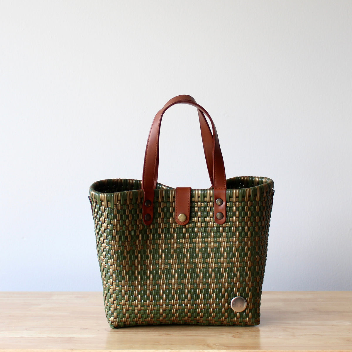 Vida Woven Purse – Olive Green & Gold Grid - Artisanal made | MexiMexi